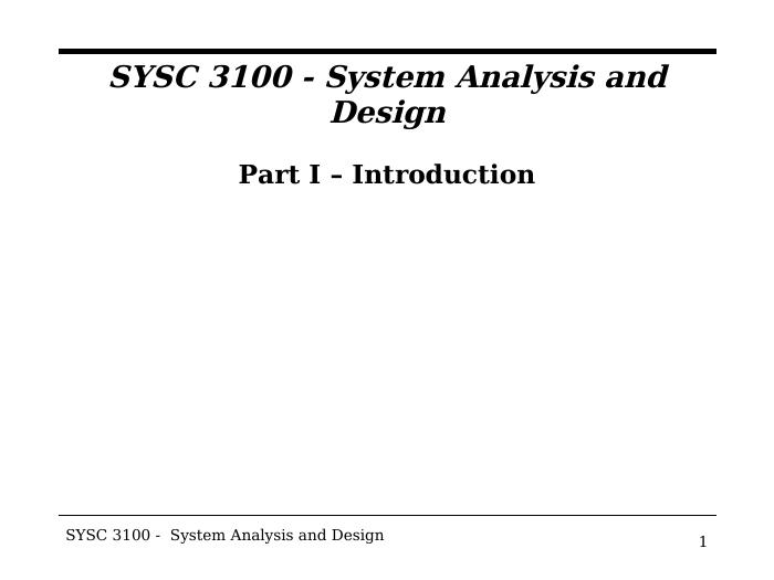 مرجع دانلود پاورپوینت | SYSC 3100 - System Analysis and Design